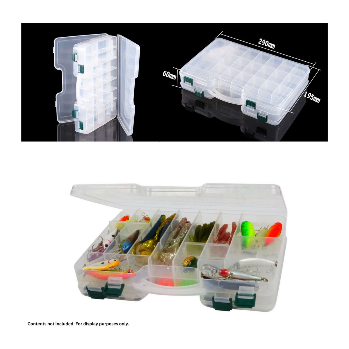 Rig Ezy 44 Compartment Double-sided Tackle Box. 295mmL x 210mmW x 6omm ...